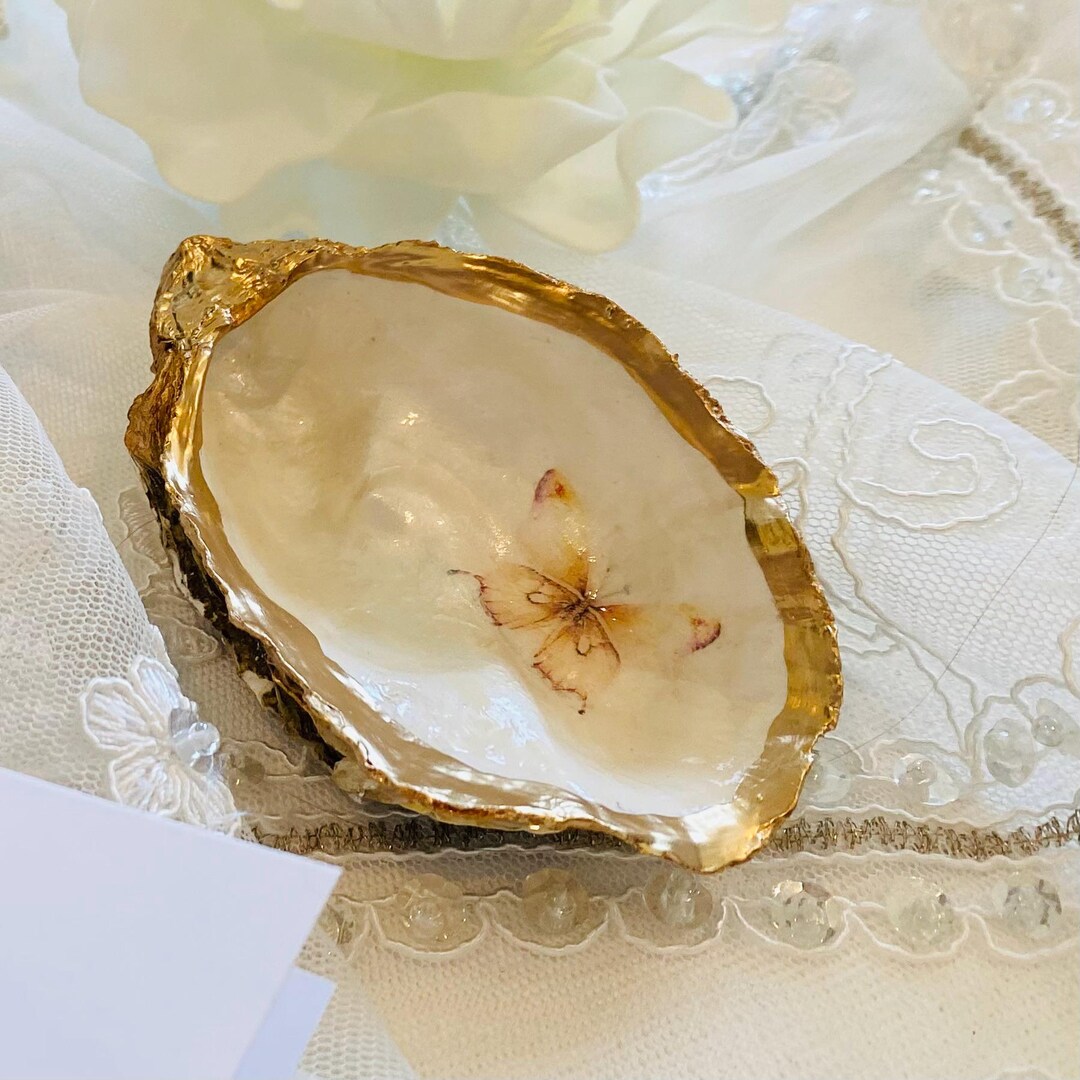 Butterfly Collection Oyster Shell Ring Dish, Single Butterfly, Oyster ...