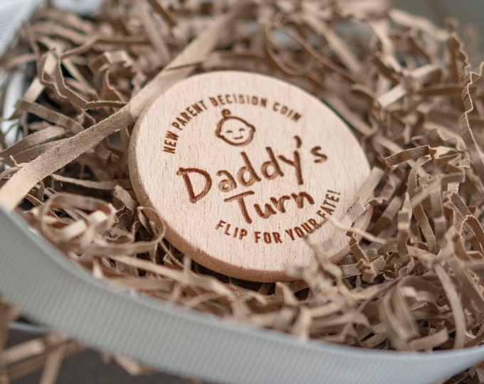 Fun New Parent Decision Flip Coin | 37mm Wood Disc | a Fun Handmade ...