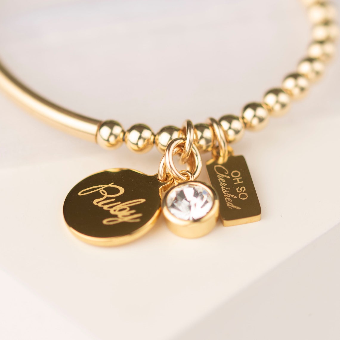 Personalized Baby Birthstone Bracelet | Sterling Silver, Christening ...