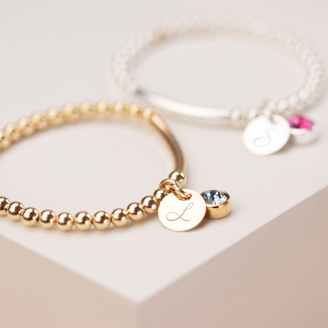 Baby Birthstone Christening Bracelet | Stretch | Handmade Baby Bracelet ...