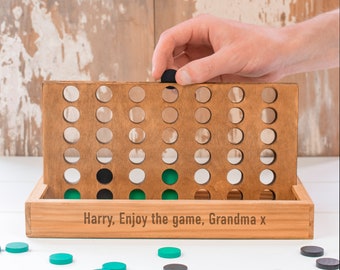 Four in A Row Wooden Strategy Game - Etsy