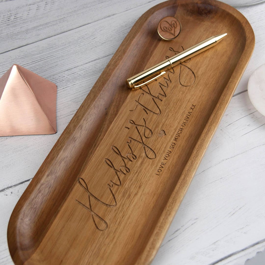 Hubby's Things Wooden Coin Tray, Concierge Tray, Fine Acacia Wood Plate ...