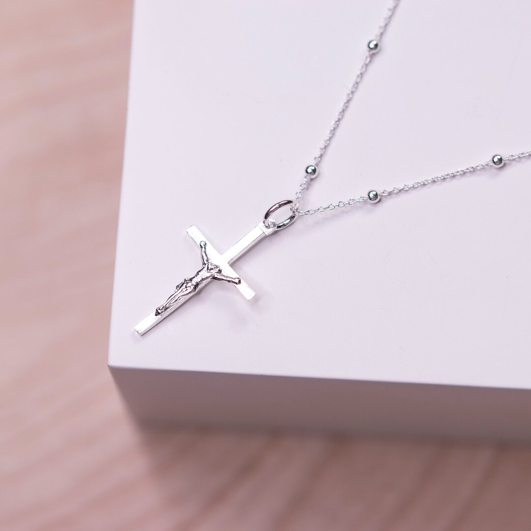 Crucifix Cross Necklace | Gift Box | Pretty 16 Inch Satellite Chain ...