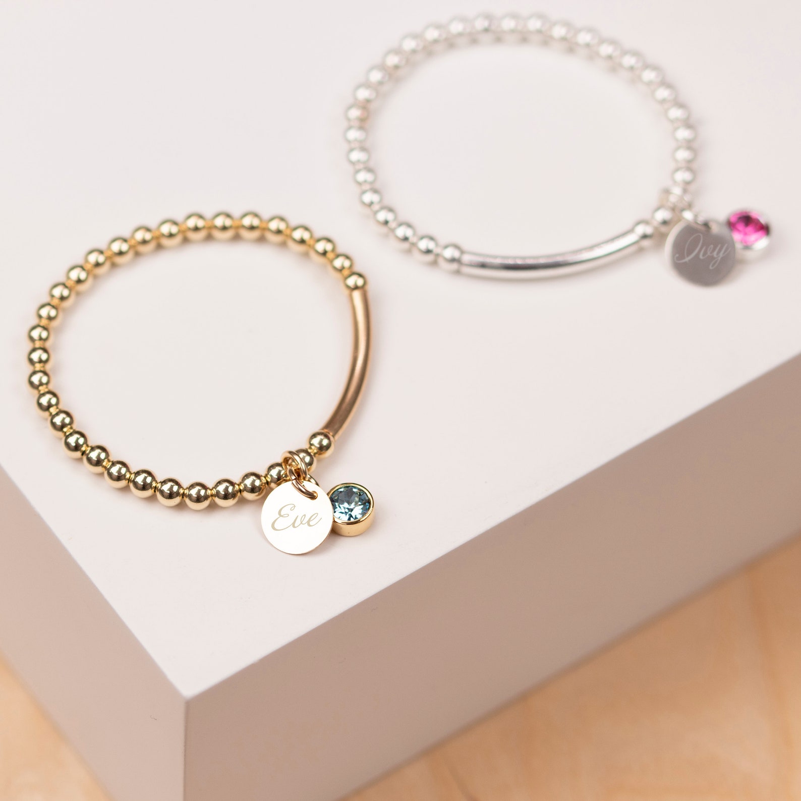 Personalized Baby Birthstone Bracelet | Sterling Silver, Christening ...