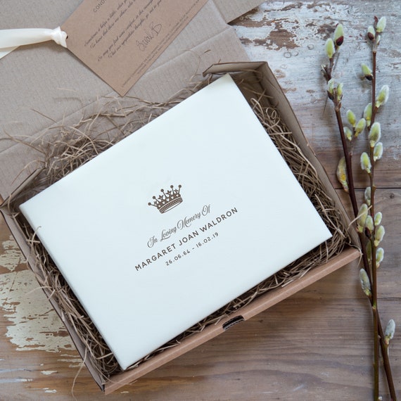 Leather Crown Condolence Book A4 A5 Book of Condolence - Etsy