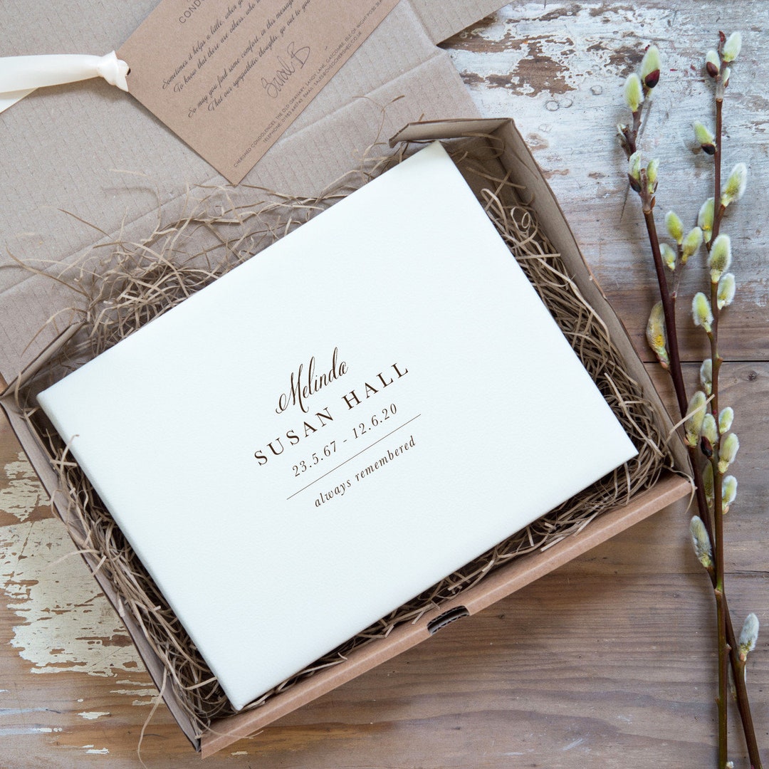Classic Leather Personalised Condolence Book | A5 | A4 | Boxed ...