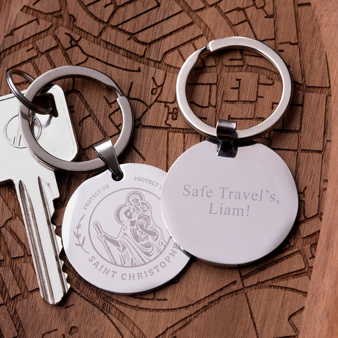 Steel St Christopher Keyring | Polished Steel | Traveller Gift ...