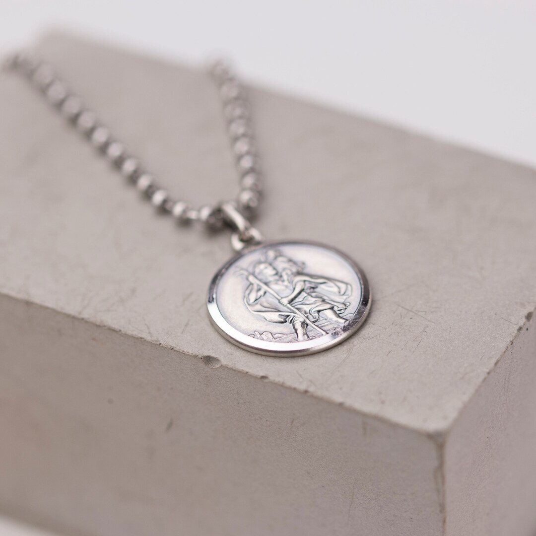 Aged Look Sterling Silver St Christopher Necklace | Silver Ball ...