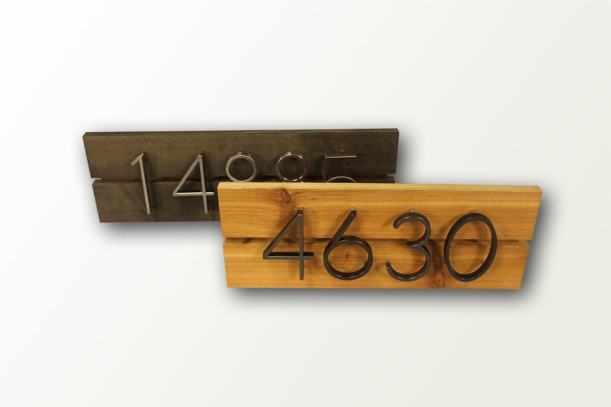 Modern House Numbers Natural Cedar - Etsy