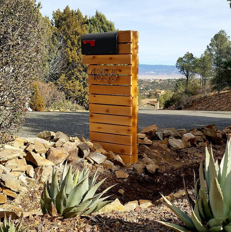 Modern Design Mailbox Natural Cedar - Etsy