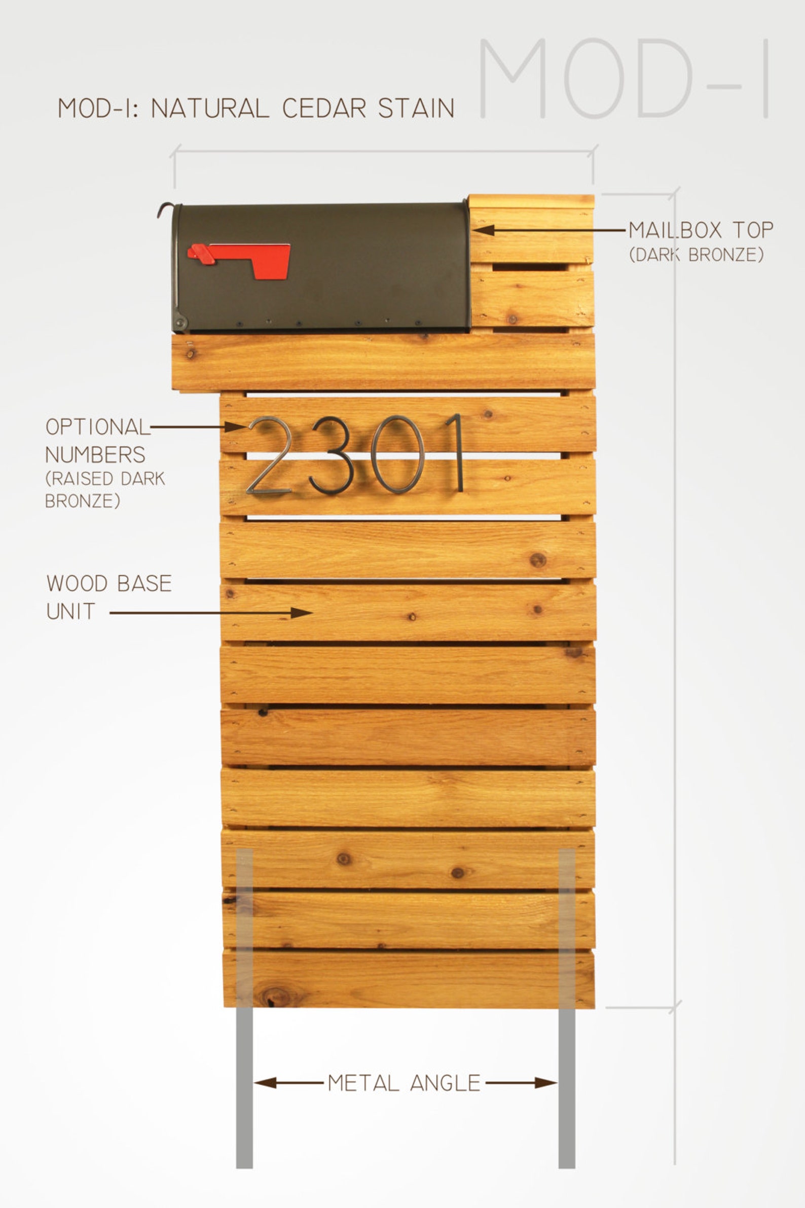 Modern Design Mailbox Natural Cedar - Etsy