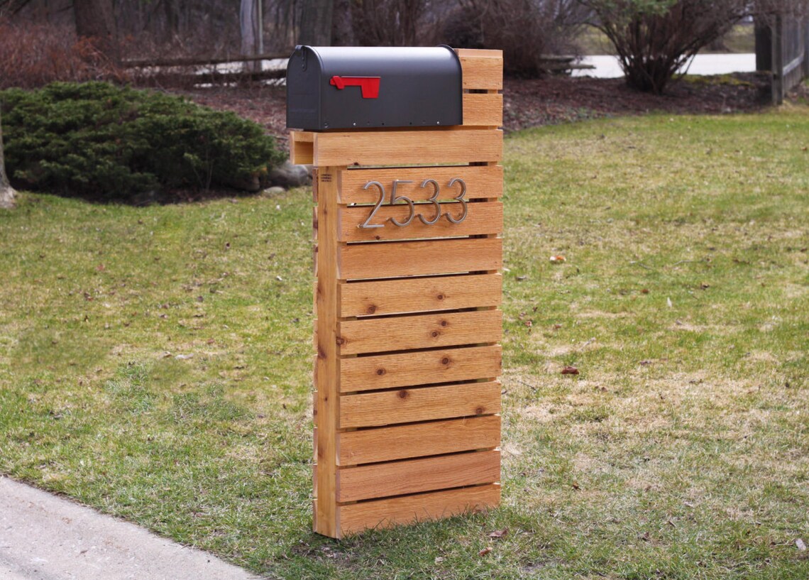 Modern Design Mailbox Natural Cedar - Etsy