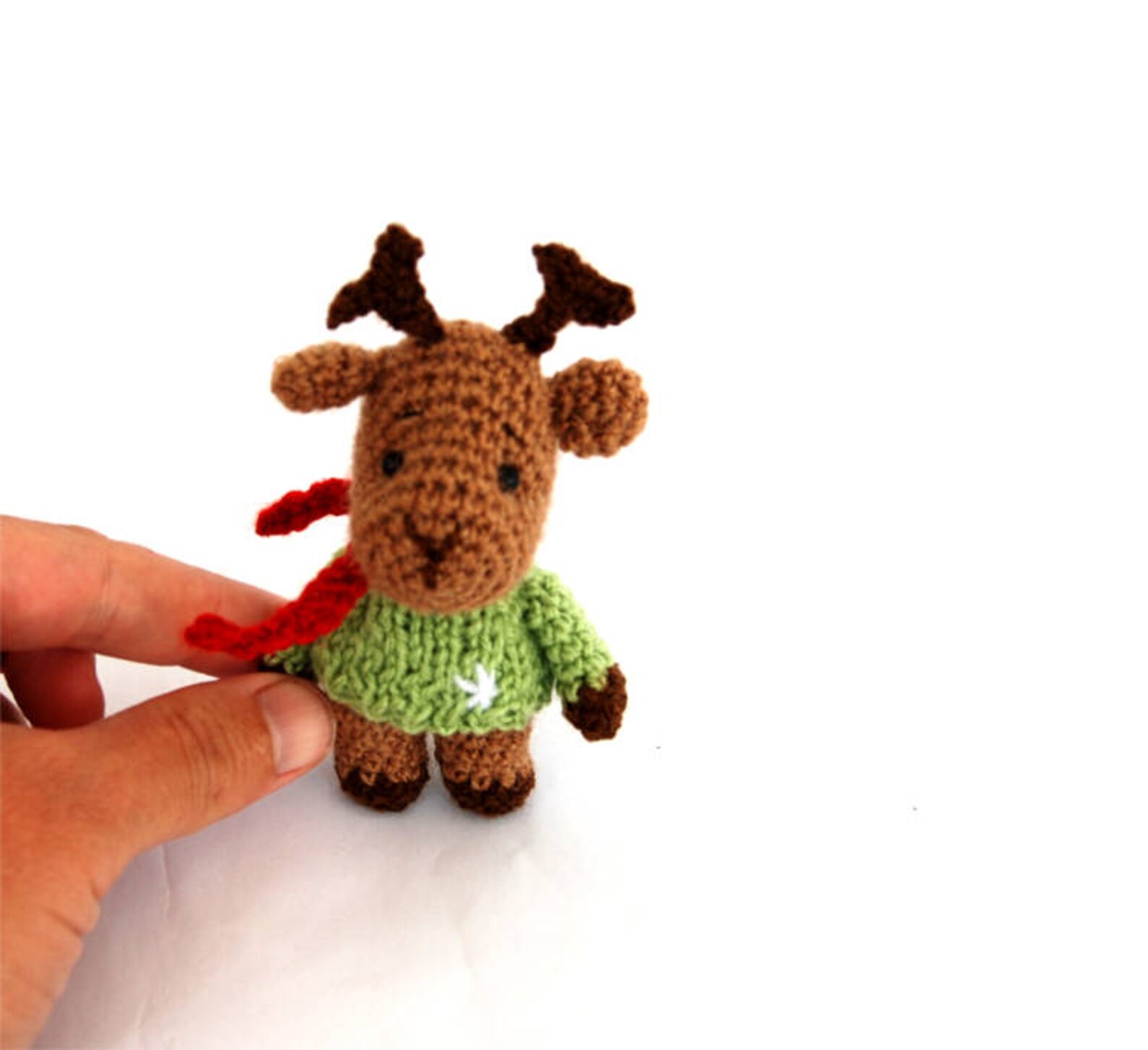 Mini Stuffed Reindeer, Tiny Animal Doll, Christmas Gift, Brown Tiny ...