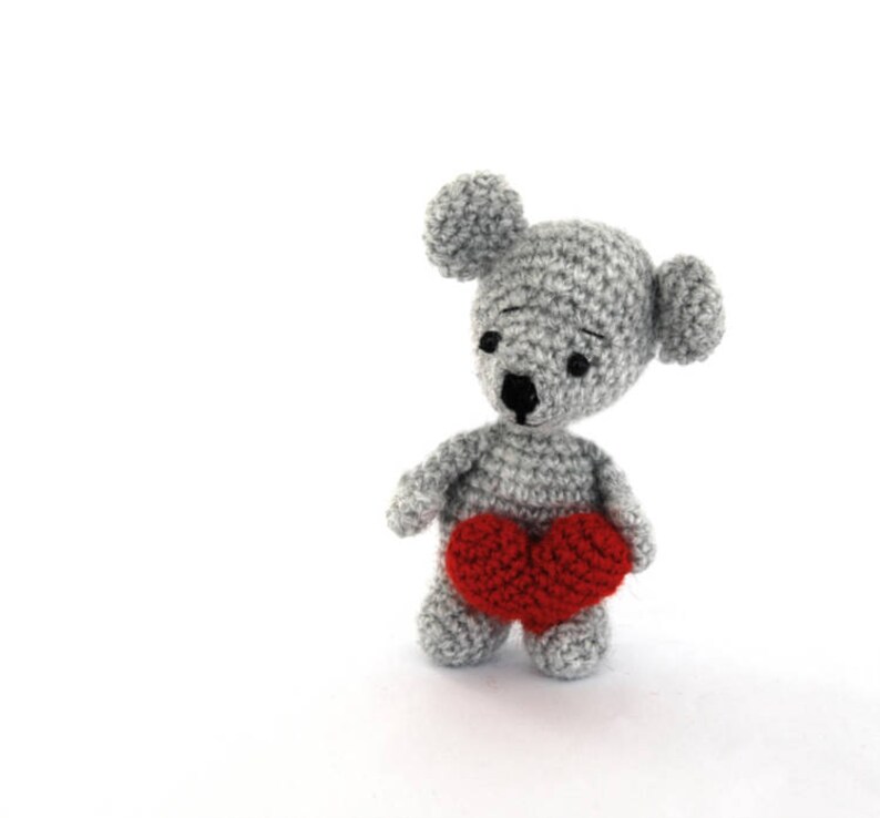 Mini MOUSE with Heart Love You Miniature Crochet Mouse Doll | Etsy