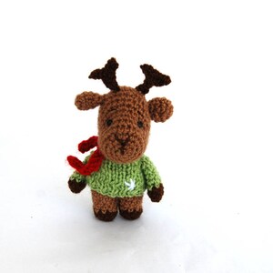 Mini Stuffed Reindeer, Tiny Animal Doll, Christmas Gift, Brown Tiny ...