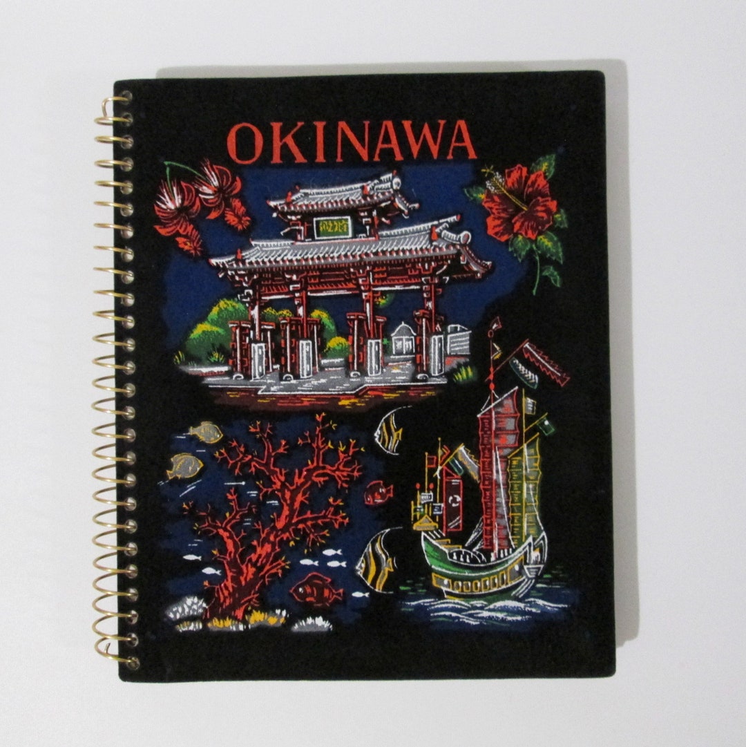 Vintage One Touch Photo Album Okinawa Black Velvet Cover Japanese ...