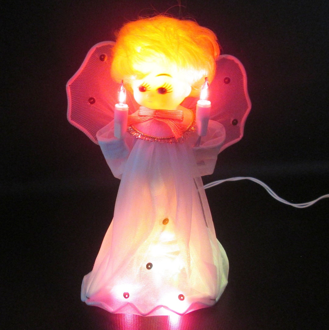 Vintage Angel Doll Tree Topper Christmas Topper Kitschy Big Eye Angel ...