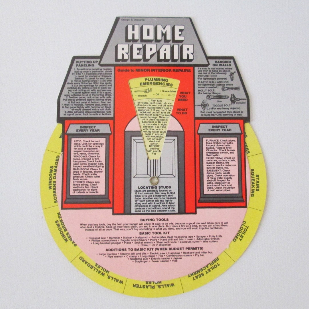 Vintage Home Repair Guide Wheel How to Tips Greentree Double Sided ...