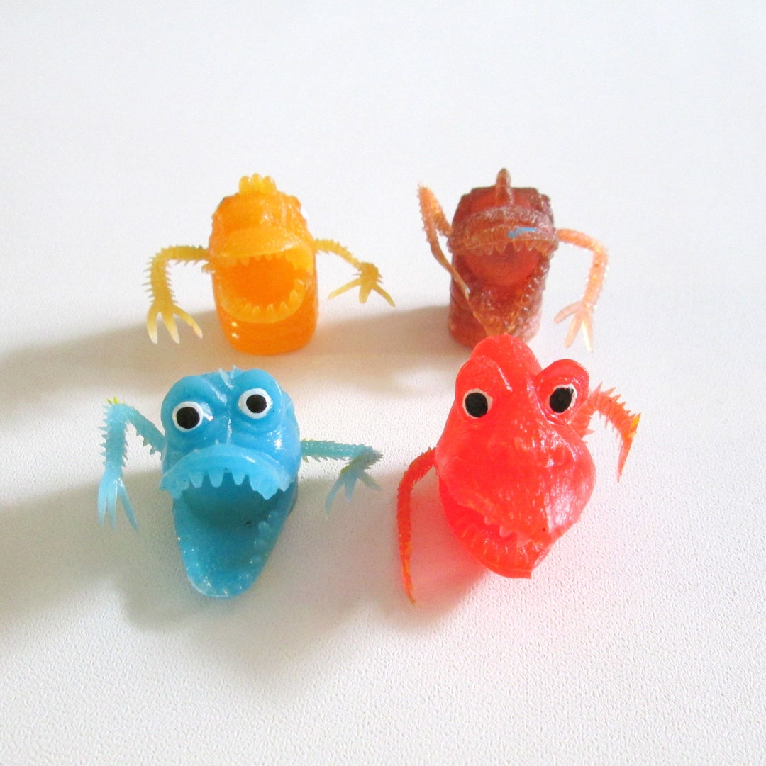Vintage Jigglers Finger Puppets Lot of 4 Rubber Monster Puppets Scary ...