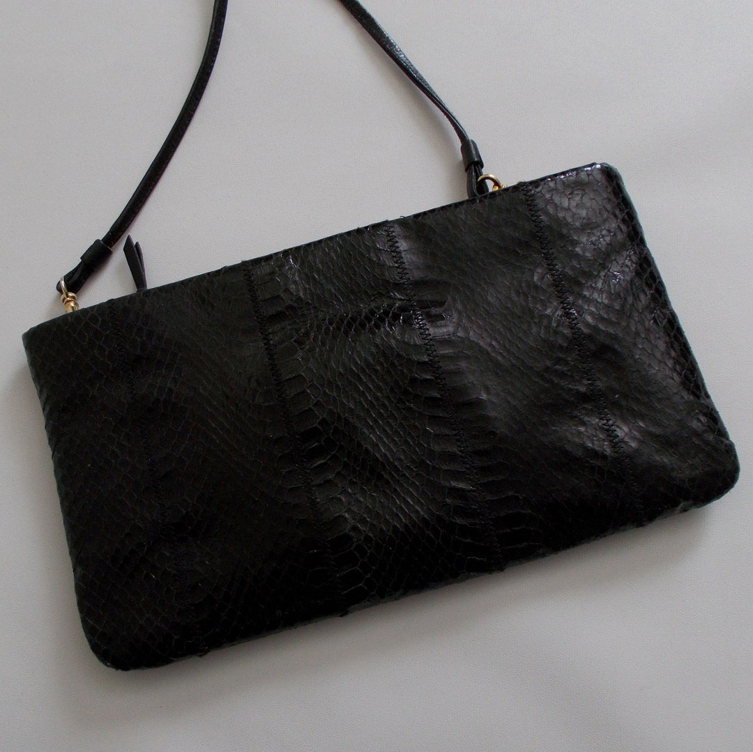 Black Snakeskin Purse Magnum Fashion Women's Handbag Vintage Shoulder ...