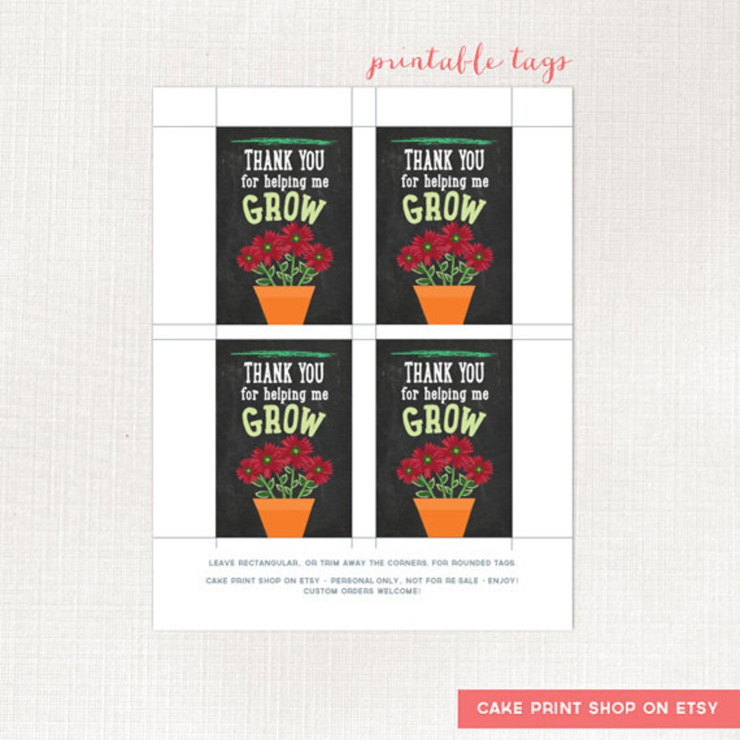 Thank You for Helping ME Grow, Christmas Teacher Thank You, Poinsettia ...