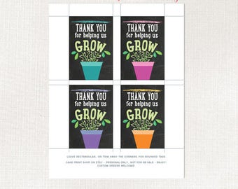 Thank You for Helping Me Grow Teacher Appreciation Tag | Etsy
