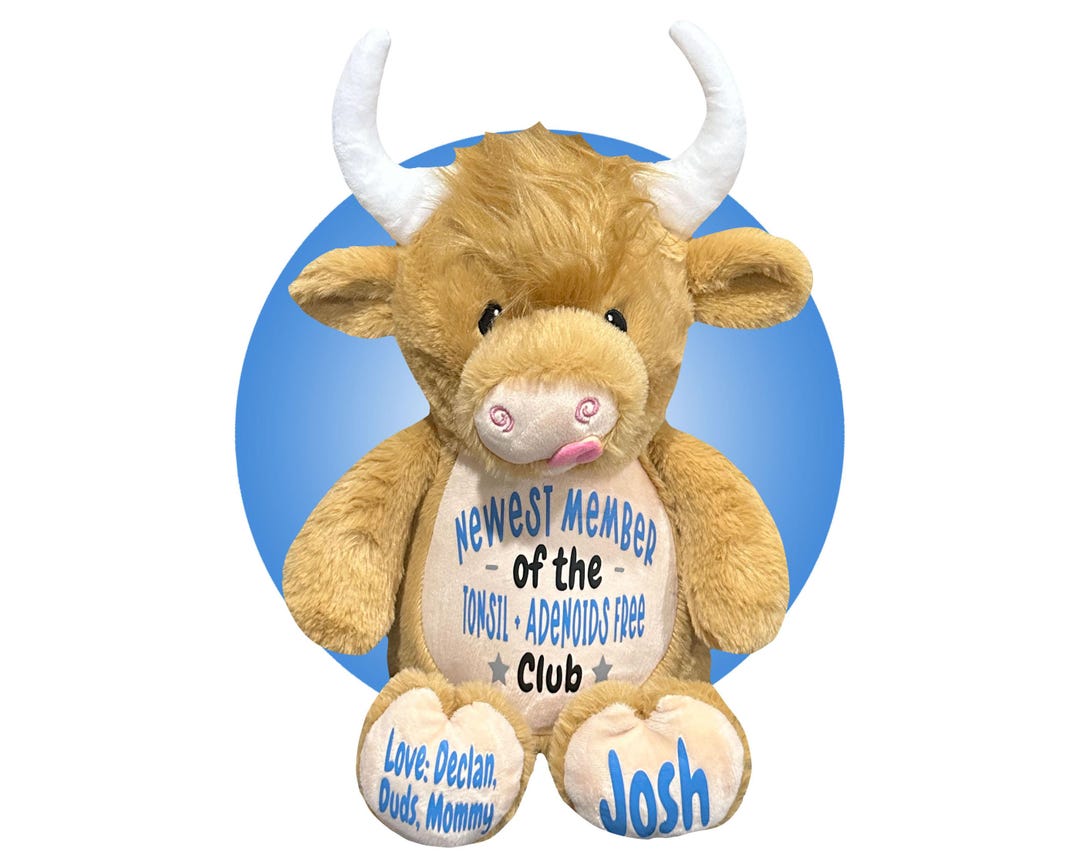 Tonsil + Adenoids Surgery Gift - Personalized 17" Highland Cow - Get ...