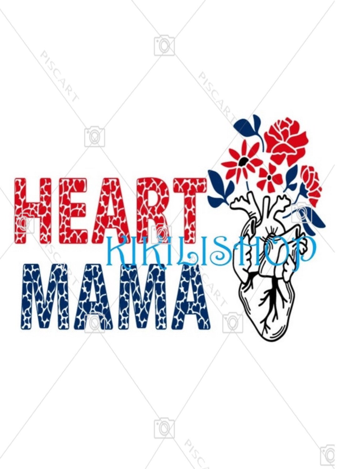 Heart Mama Anatomic Heart With Flowers Jpg, Png, Svg Digital Downloads ...