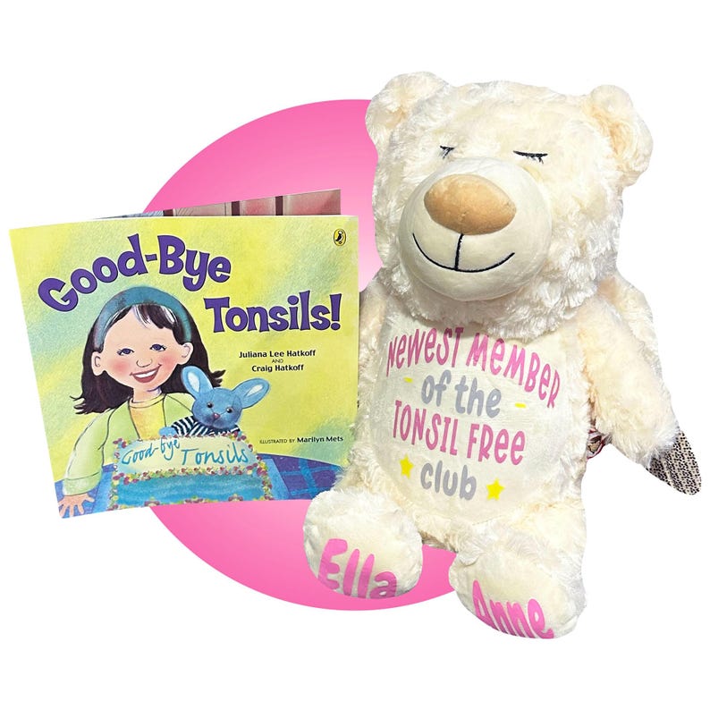 Tonsillectomy Gift Bundle - Personalized 17" Tonsillectomy Plush & Book ...
