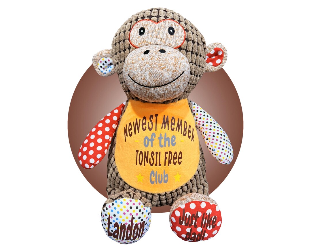 Tonsil Surgery Gift for Kids - Personalized 17" Sensory Monkey for ...