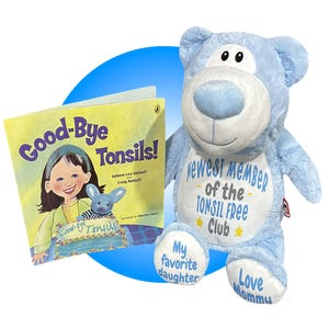 Tonsillectomy Gift Bundle - Personalized Tonsil Surgery Bear and Book ...