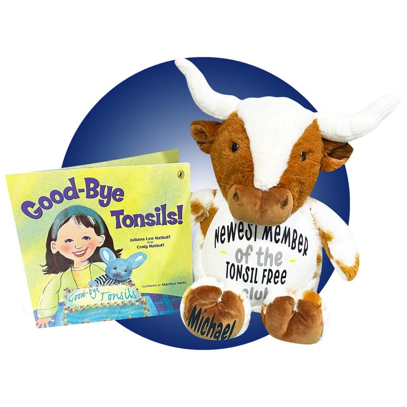Tonsillectomy Gift Bundle - Personalized 17" Tonsillectomy Plush & Book ...