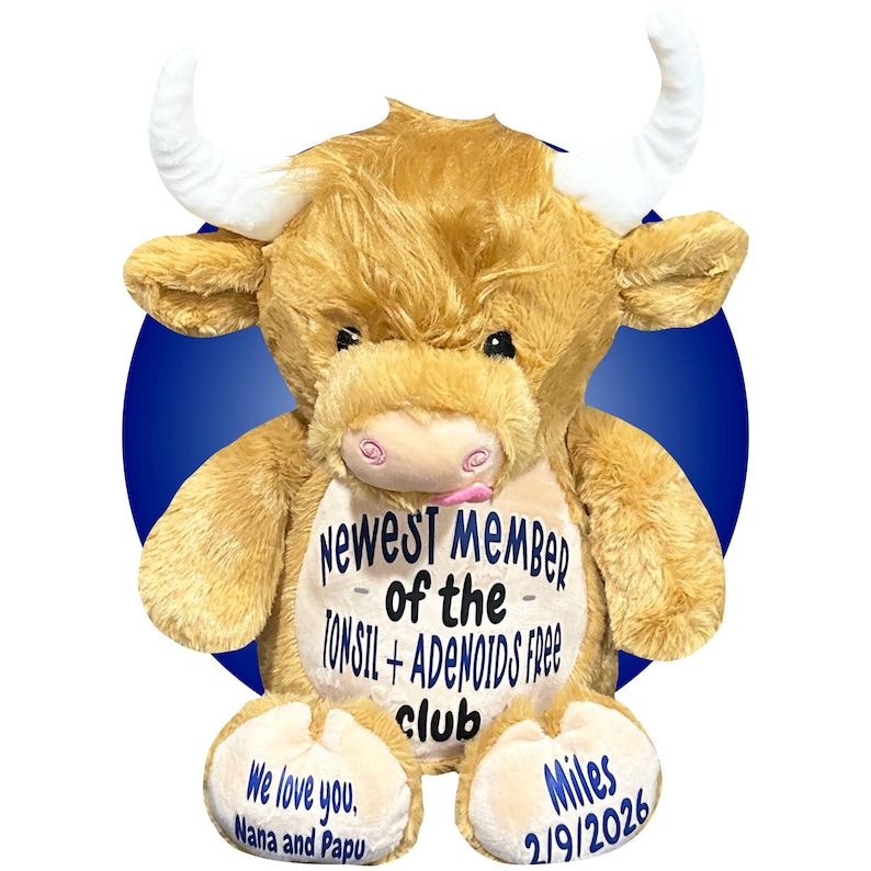 Tonsil + Adenoids Surgery Gift - Personalized 17" Highland Cow - Get ...