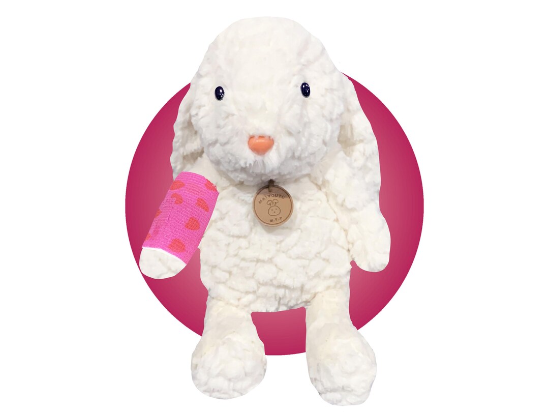 Gift for Kid With Broken Bone - 14" Fluffy White Bunnies - Choose Your ...