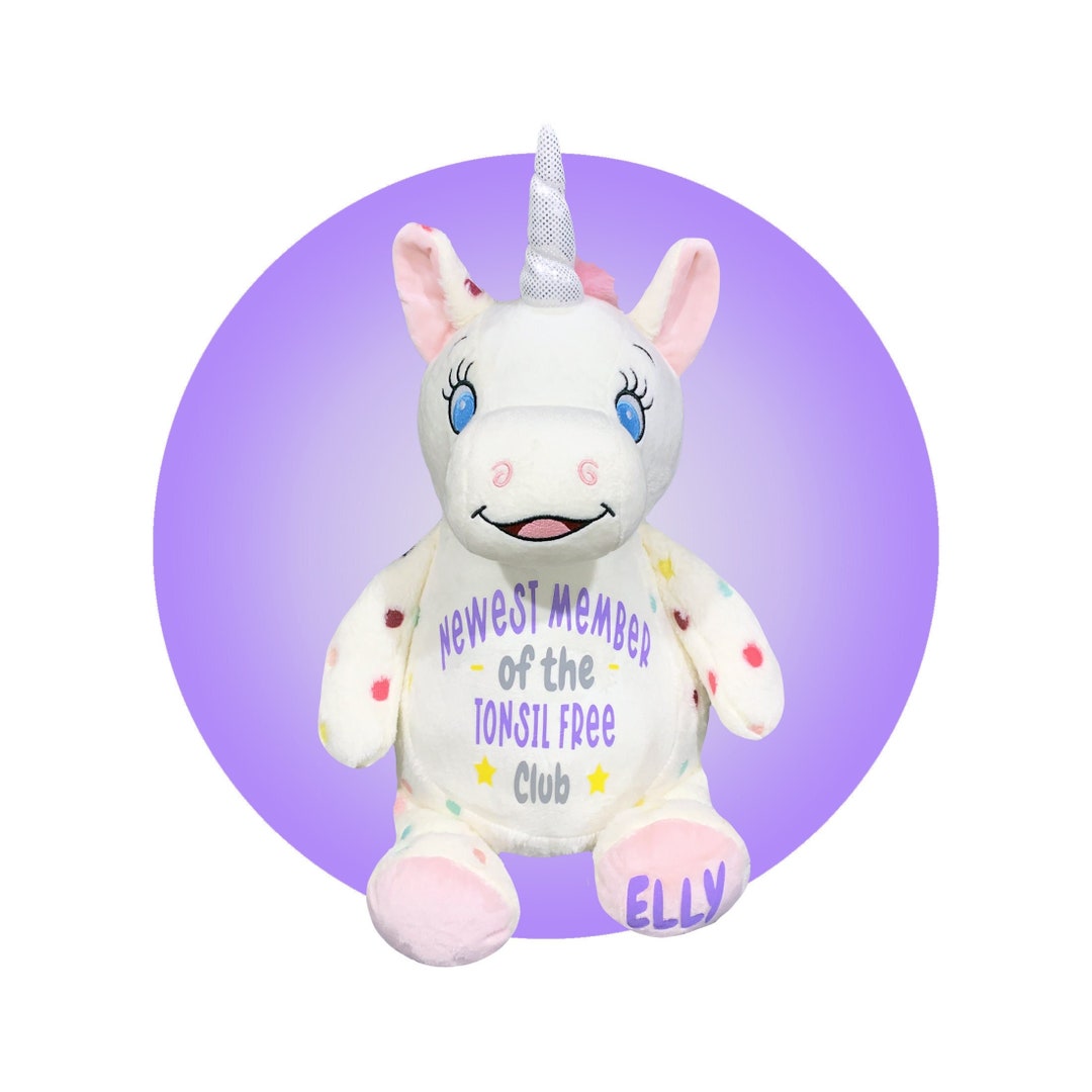 Tonsillectomy Gift for Girls Personalized Tonsil Stuffed Unicorn Tonsil ...