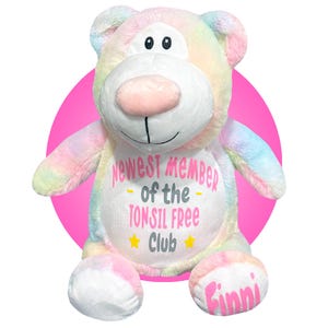 Tonsillectomy Gifts for Girls - Personalized 17" Pastel Teddy Bear ...