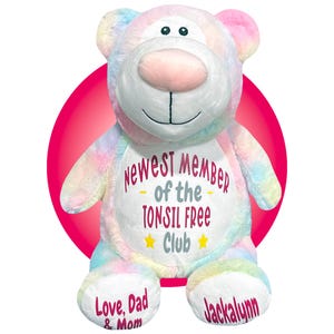 Tonsillectomy Gifts for Girls - Personalized 17" Pastel Teddy Bear ...
