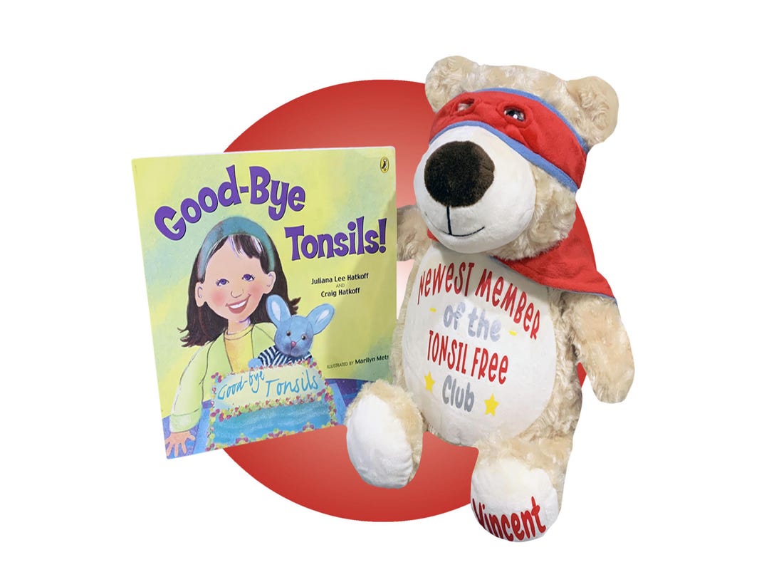 Tonsillectomy Gift Bundle - Personalized Tonsil Surgery Bear and Book ...