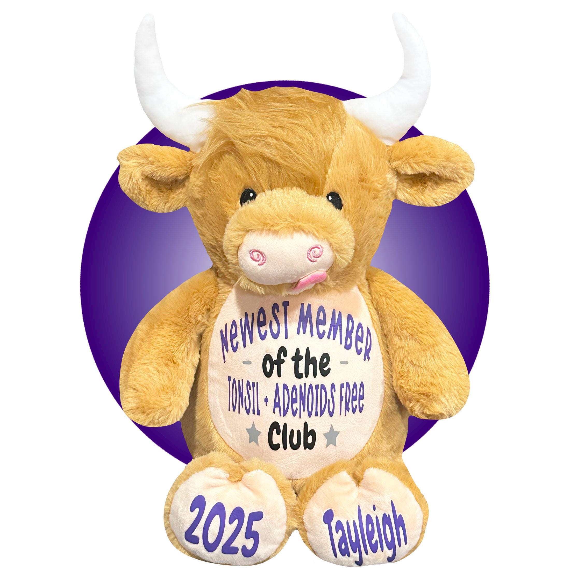 Tonsil + Adenoids Surgery Gift - Personalized 17" Highland Cow - Get ...
