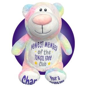 Tonsillectomy Gifts for Girls - Personalized 17" Pastel Teddy Bear ...