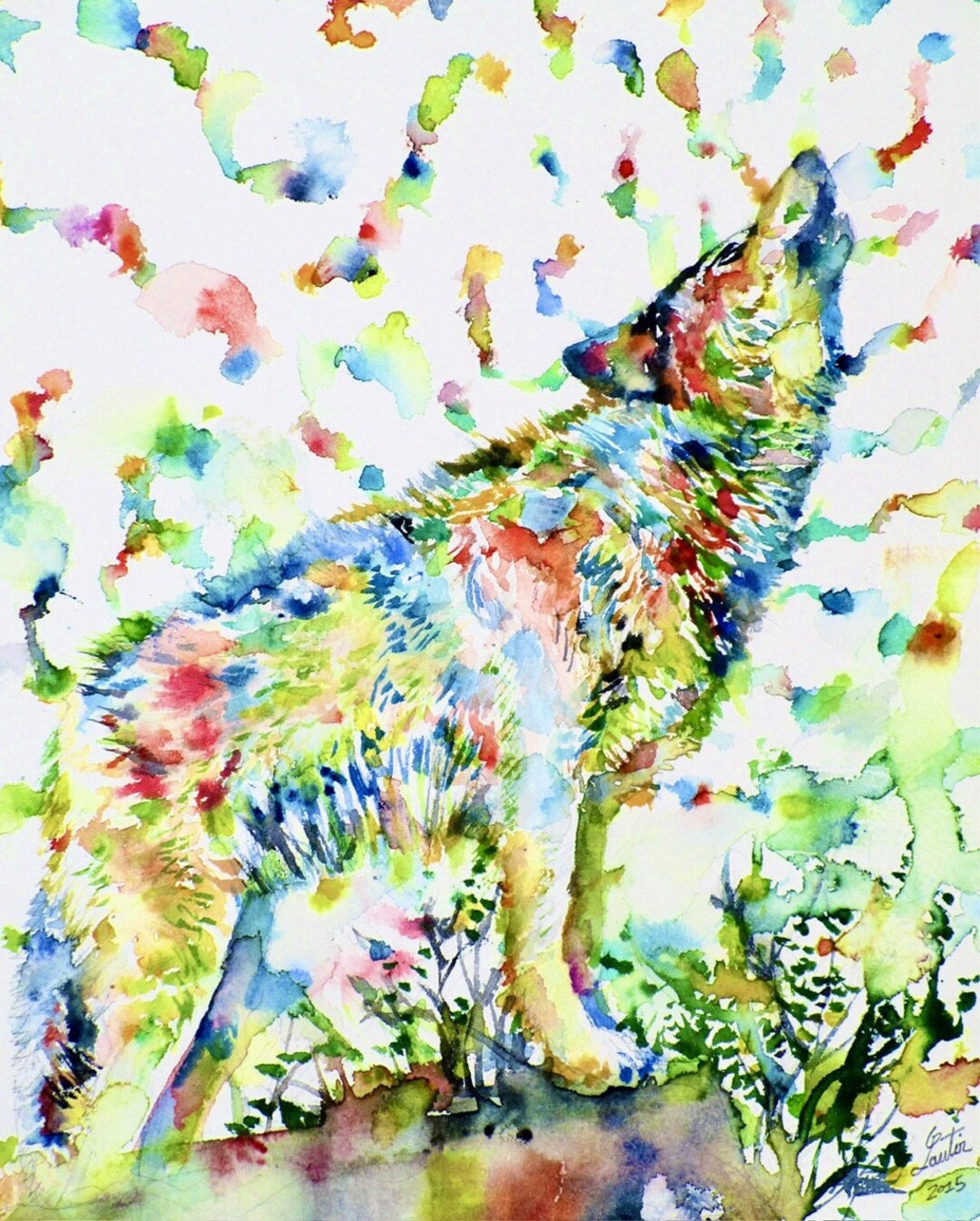 HOWLING WOLF - Watercolor Painting - POSTER - Various Sizes Available ...