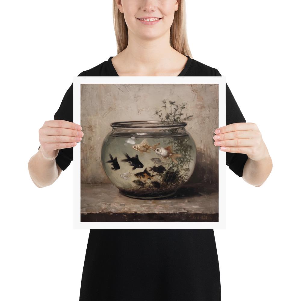 Goldfish in a Glass Bowl , Posters, Poster Print, Wall Art Decor, Wall ...