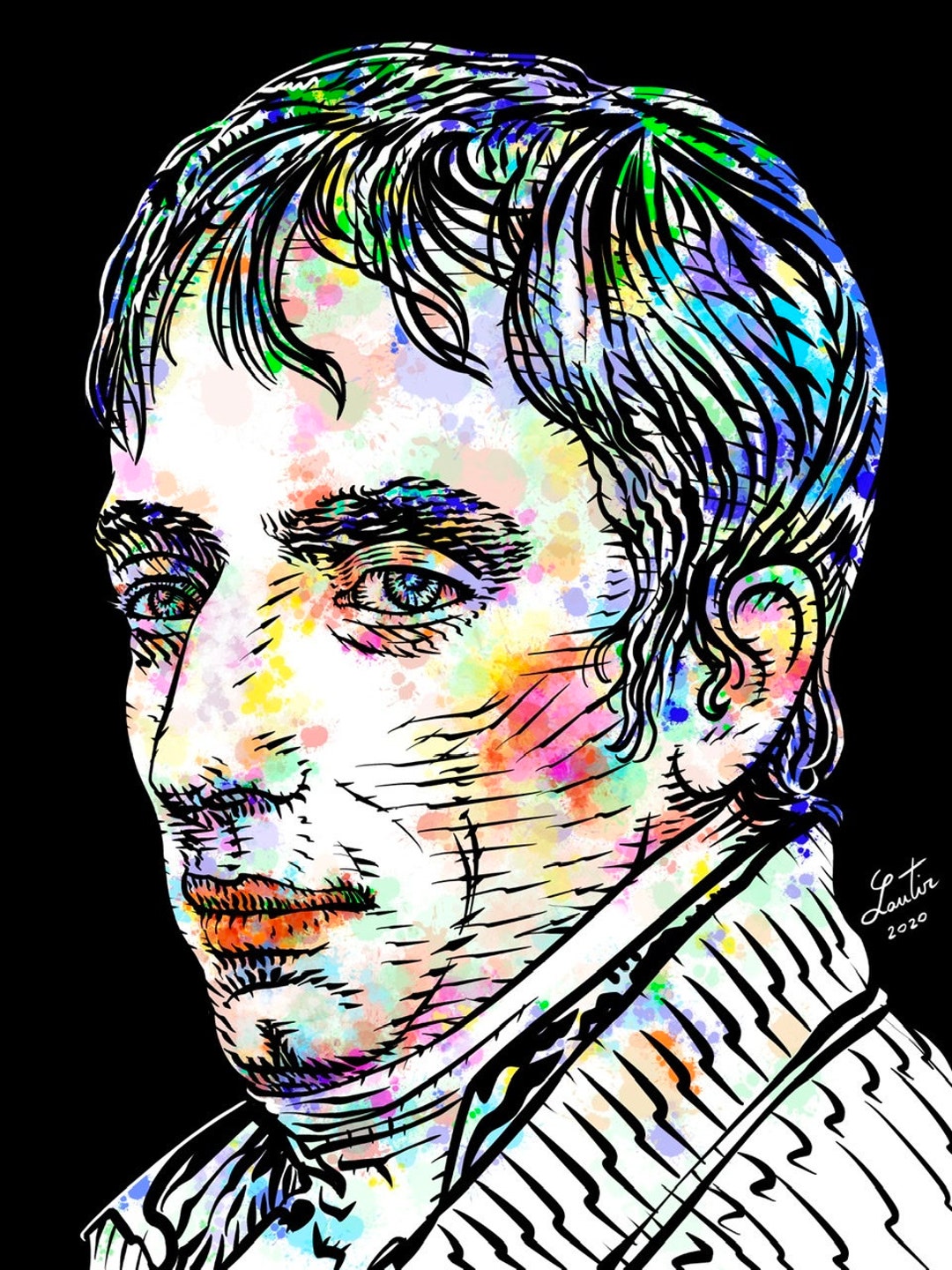 WILLIAM WORDSWORTH Watercolor & Ink Portrait -poster-various Sizes ...