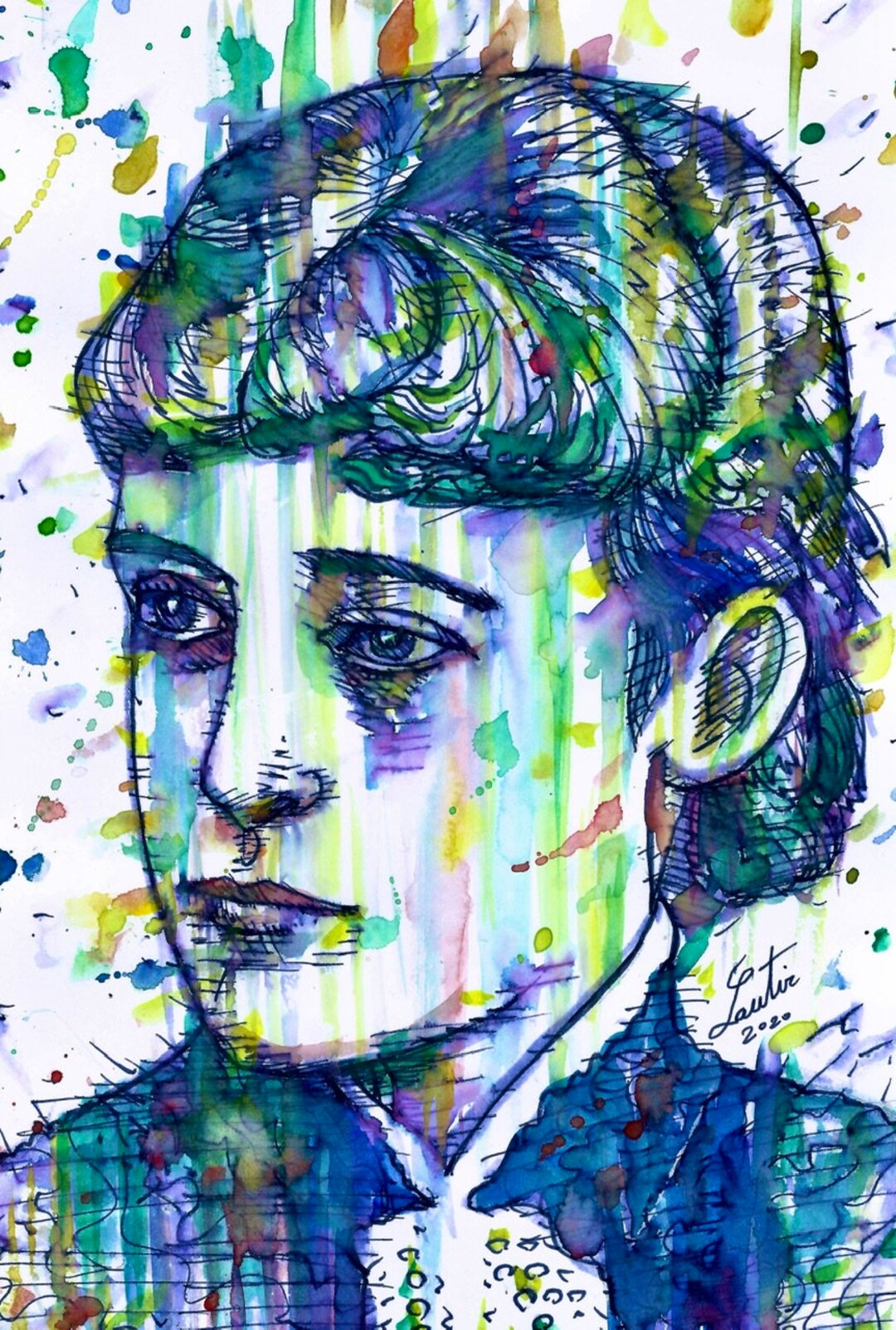 EDITH WHARTON Watercolor and Ink Portrait - POSTER - Various Sizes ...