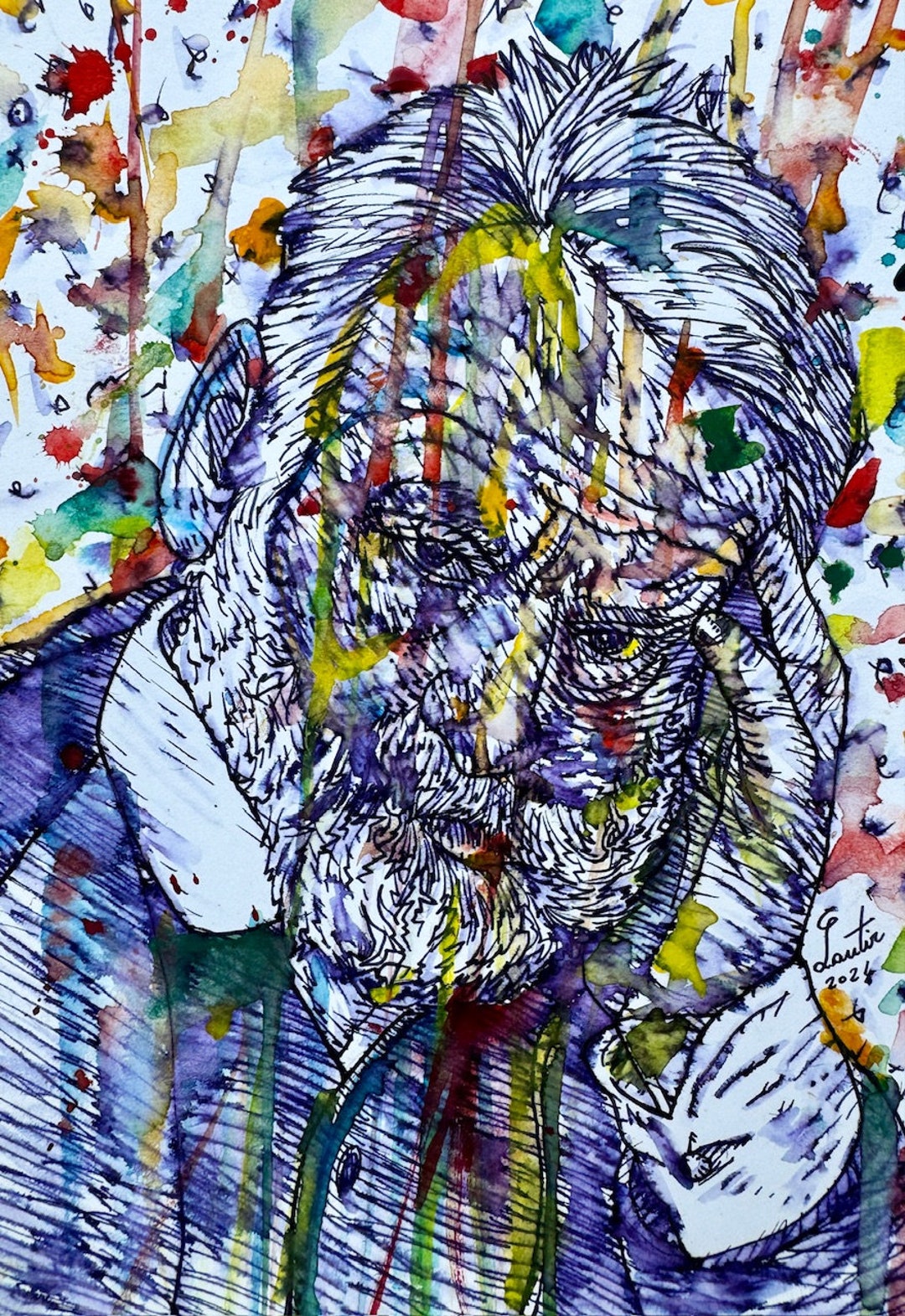 VICTOR HUGO Watercolor and Ink Portrait - POSTER - Various Sizes ...