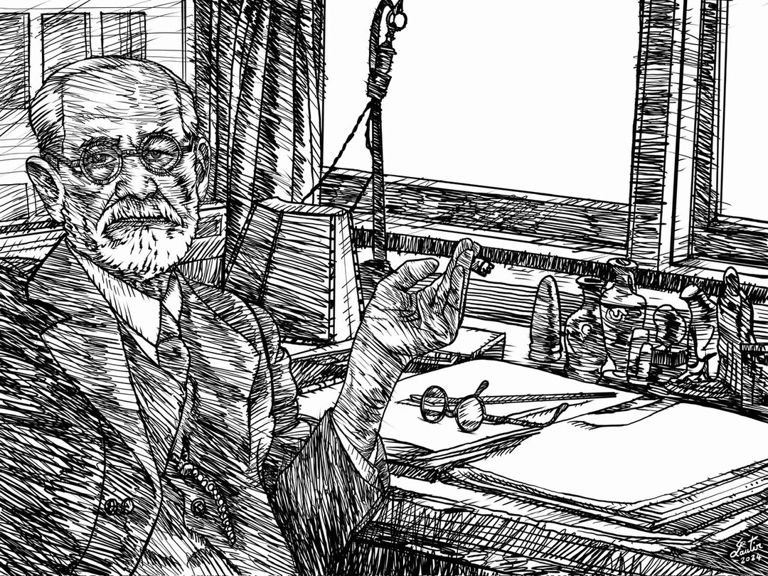 SIGMUND FREUD Ink Portrait POSTER Various Sizes Available Art Print ...