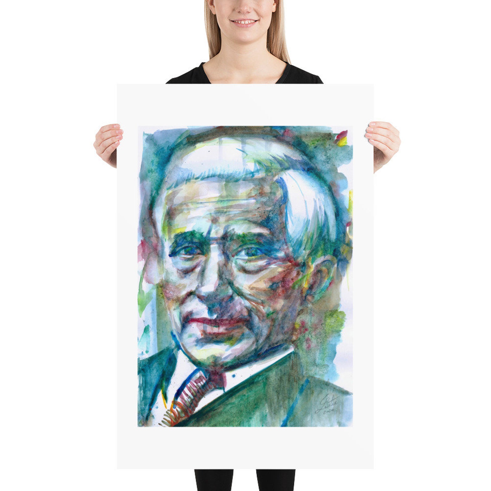 Ernst Junger Watercolor Portrait Poster Various Sizes Etsy India