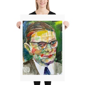 Jean-paul SARTRE Watercolor Portrait - POSTER - Various Sizes Available ...