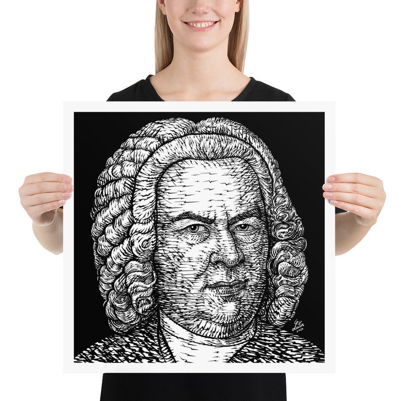 Johann SEBASTIAN BACH Ink Portrait - POSTER - Various Sizes Available ...