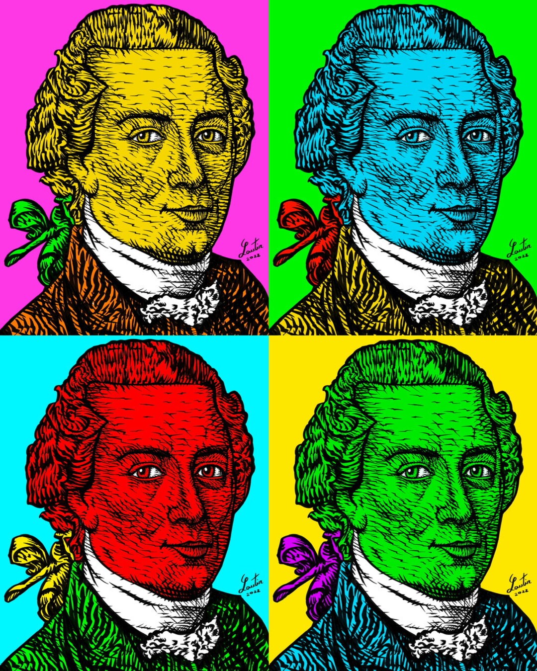 Four Times IMMANUEL KANT - Collage POSTER Painting - Various Sizes ...